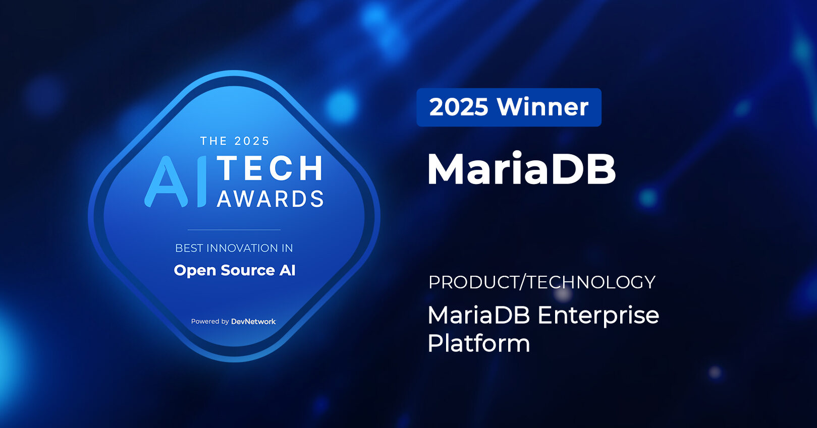 MariaDB Wins AI TechAward for Best in Open Source AI | MariaDB
